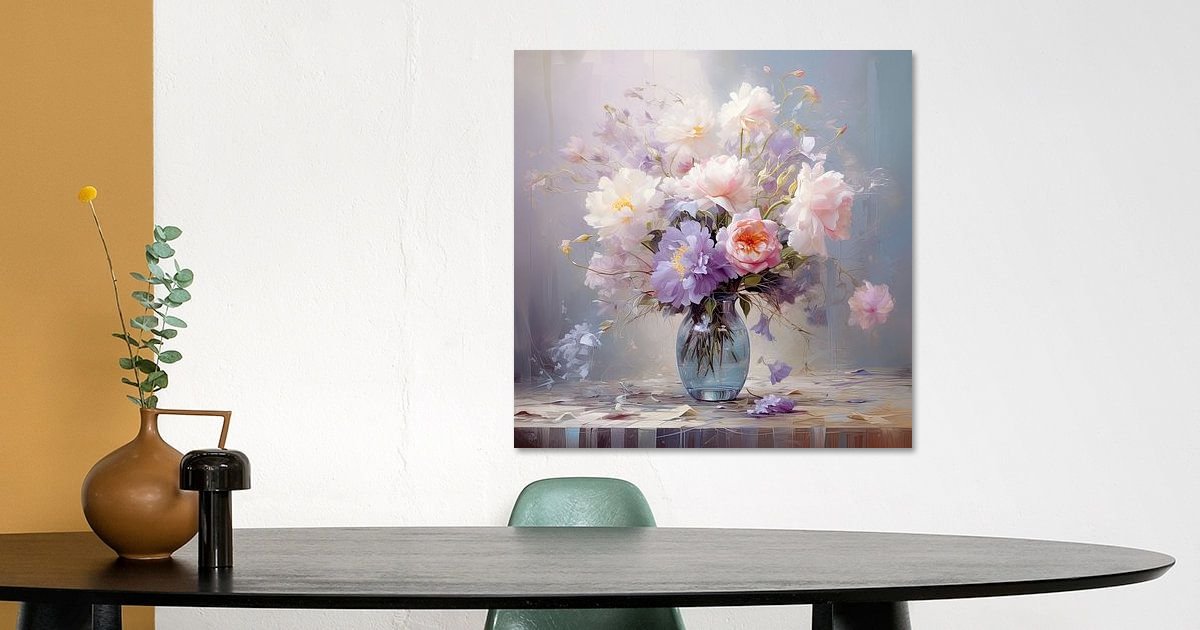 Bloemenschilderij van De Mooiste Kunst op canvas, behang en meer